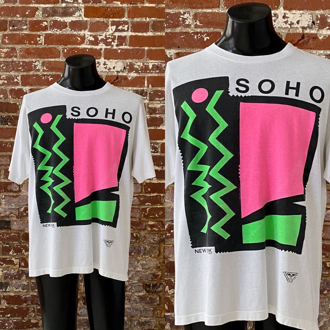 80s SOHO New York Neon Art T-shirt. Vintage 1988 Soho New York - Etsy