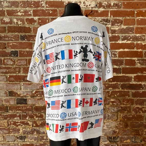90s Disney World Epcot Center Flags All Over Print T-… - Gem