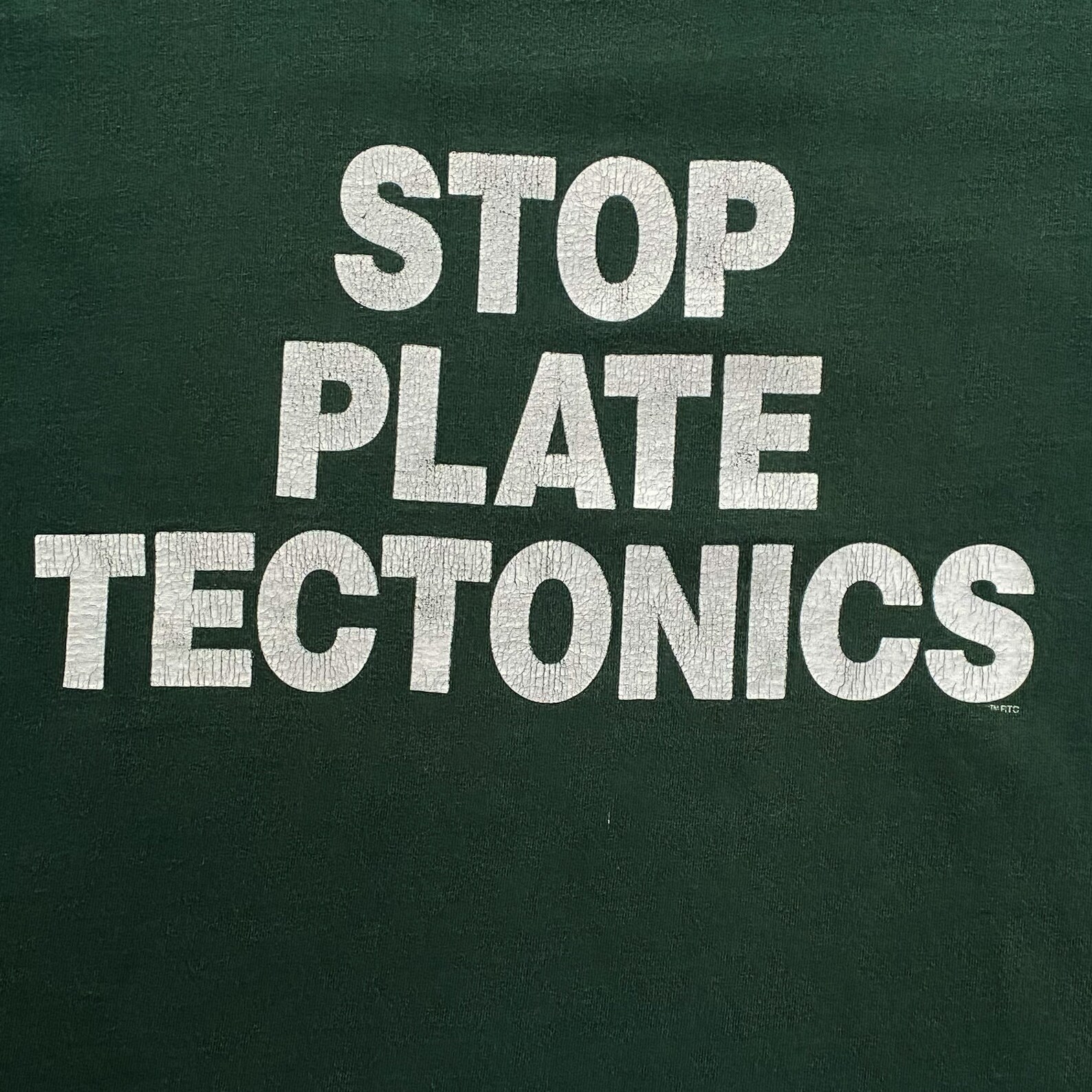 90s Stop Plate Tectonics Dark Green Graphic T-shirt. Vintage 1990s Stop ...