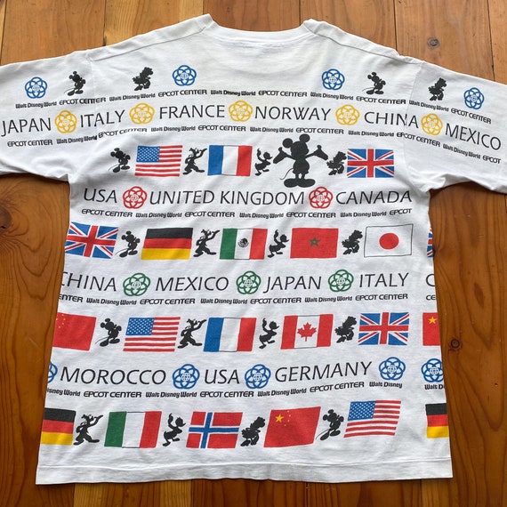 90s Disney World Epcot Center Flags All Over Print T-… - Gem