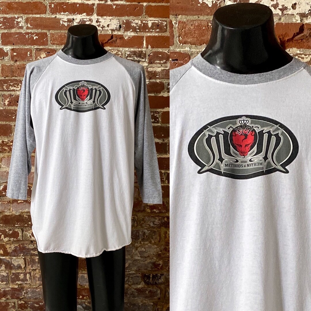 90s Methods of Mayhem Heather Grey White Raglan T-shirt. Vintage 1999 ...