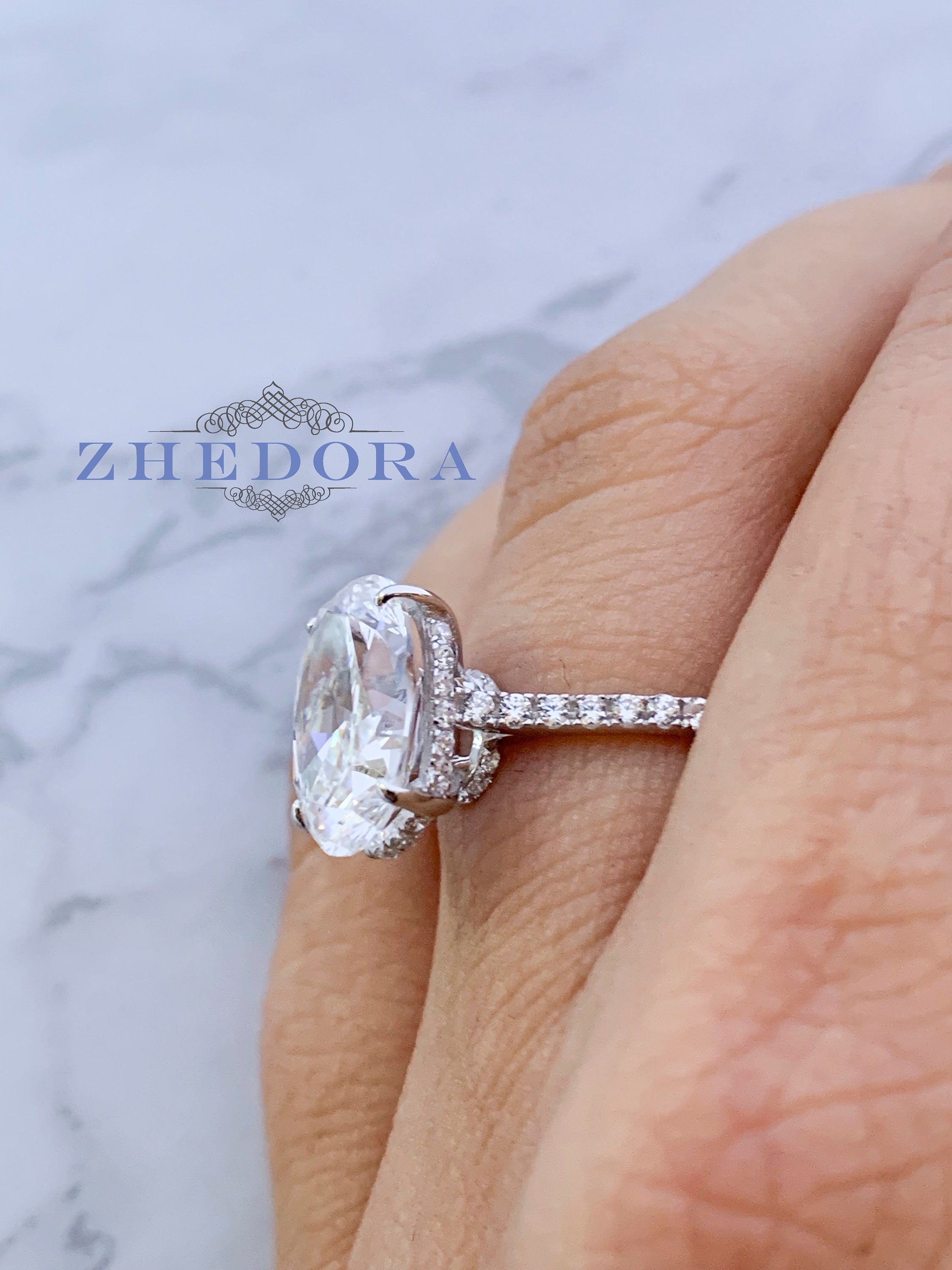 Sterling Silver Oval Engagement Ring Oval Ring With Accents - Etsy