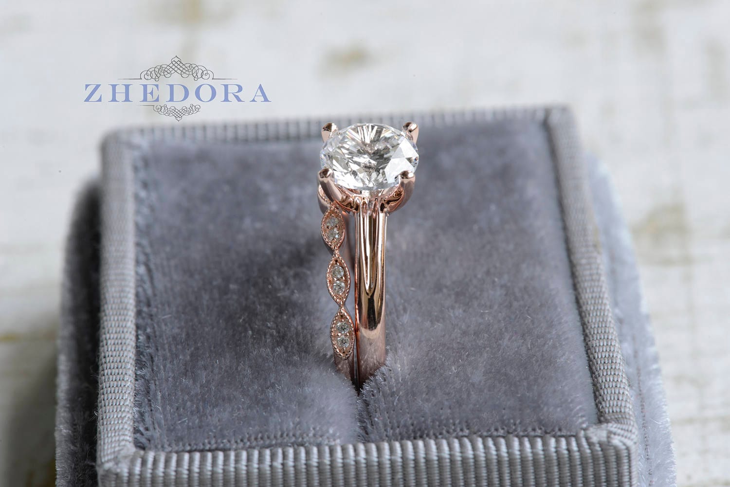 2.1 CT Brilliant Round Cut Solitaire Rose Gold Plated Art Deco Wedding ...
