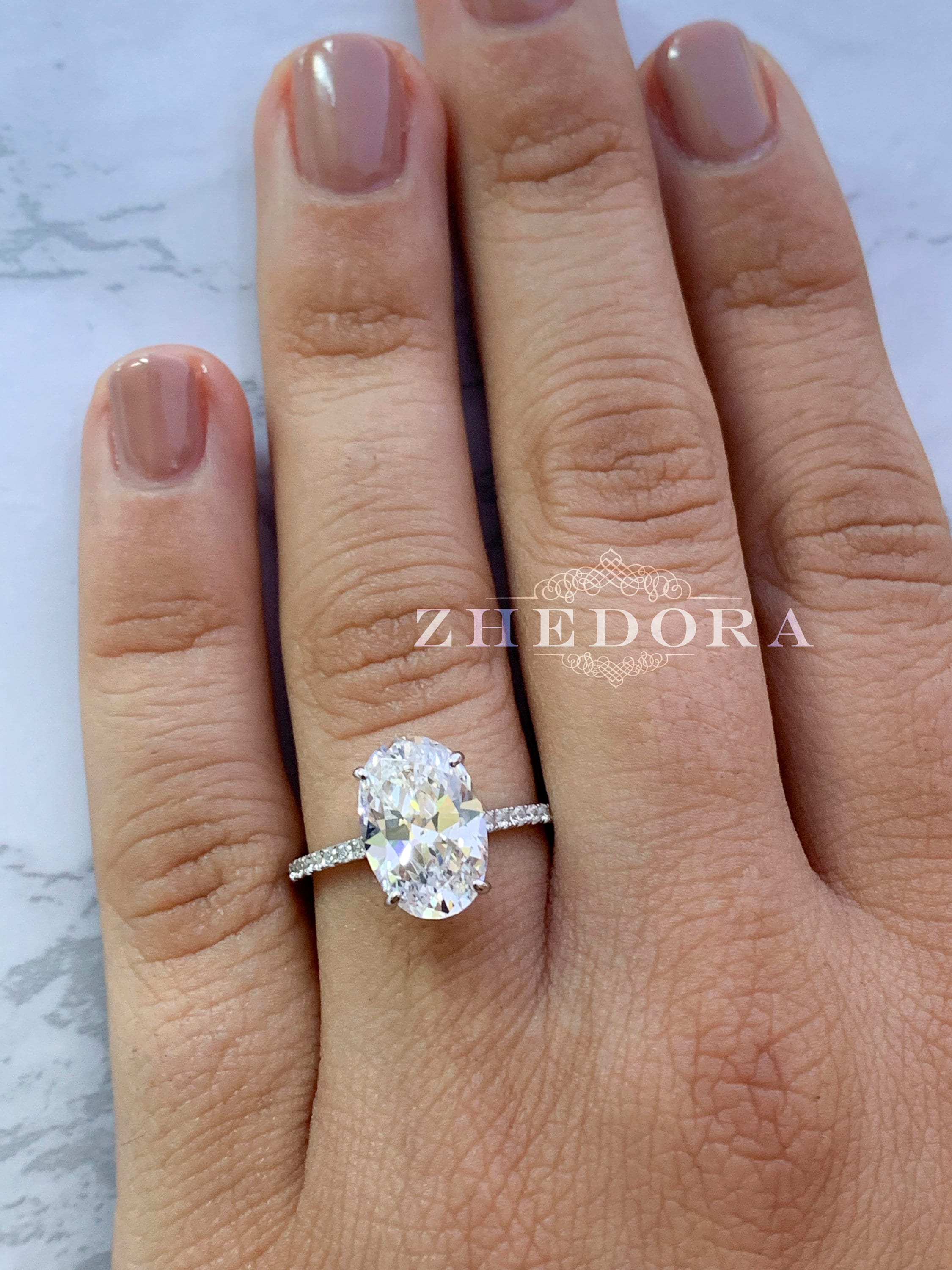 Sterling Silver Oval Engagement Ring Oval Ring With Accents - Etsy