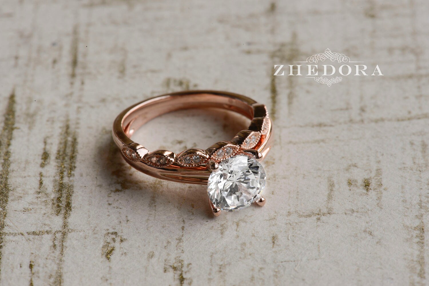 2.1 CT Brilliant Round Cut Solitaire Rose Gold Plated Art Deco - Etsy