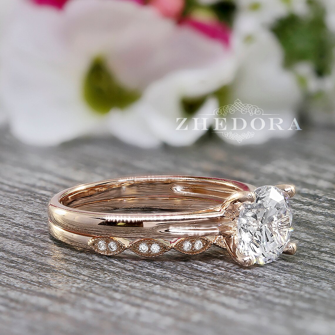 2.1 CT Brilliant Round Cut Solitaire Rose Gold Plated Art Deco - Etsy