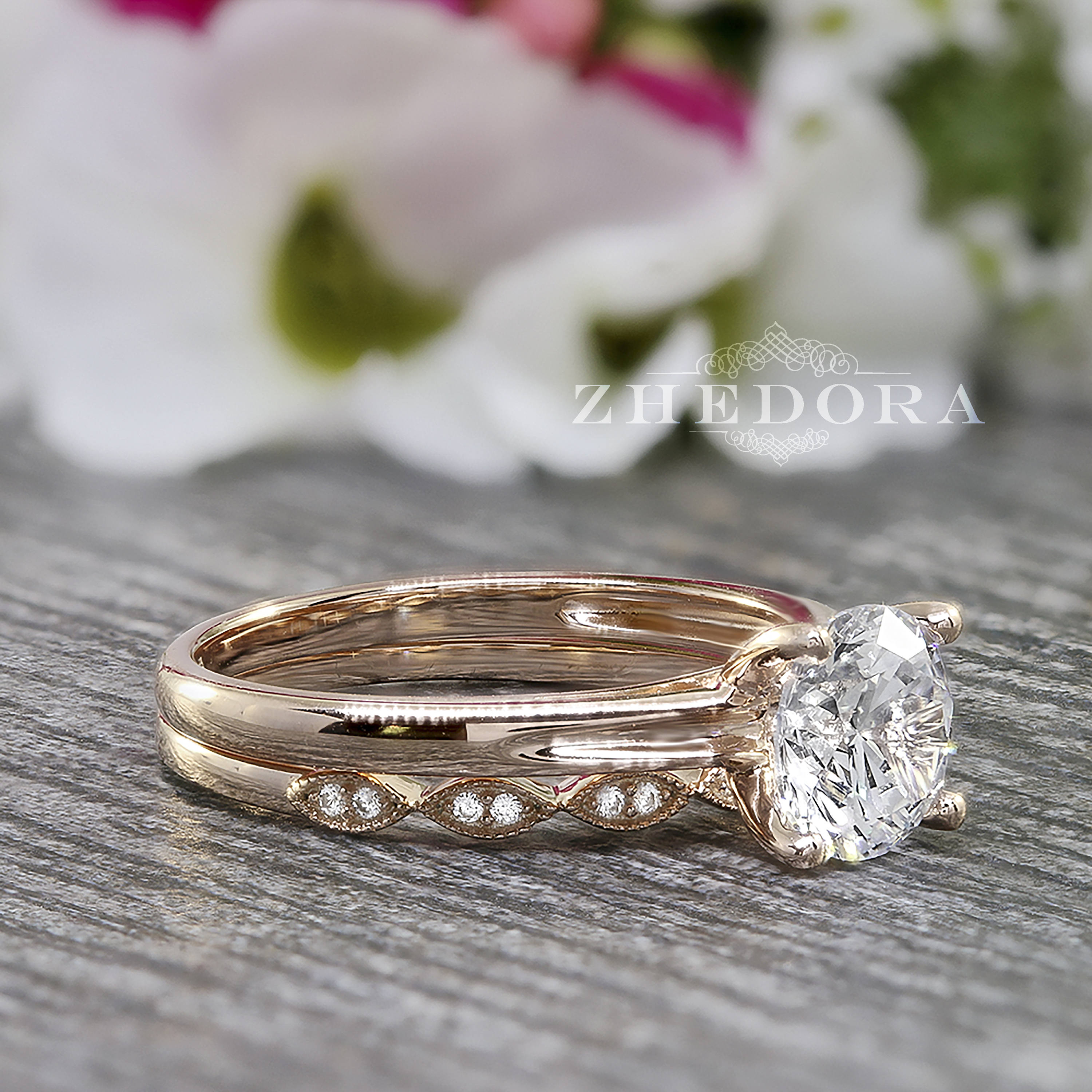 2.1 CT Brilliant Round Cut Solitaire Rose Gold Plated Art Deco - Etsy