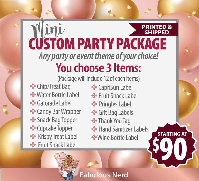 Mini Custom Personalized Party Favor Bundles Printed And Etsy
