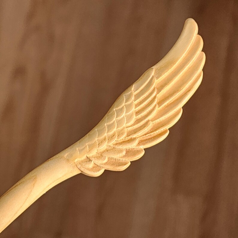 Hand-carved Wooden Wing Hair Pin - Minimalist Angel Wing Hair Slide ...