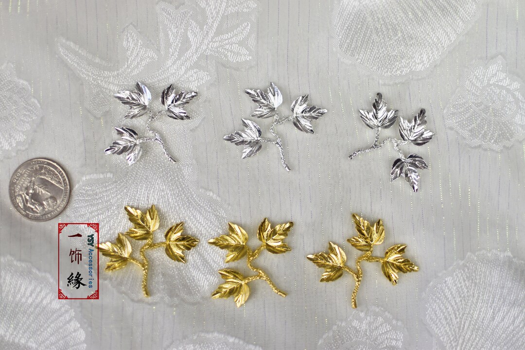 10 Pieces Grape Leaf/ Gold/ Silver Alloy Trees/ Hair Accessories ...