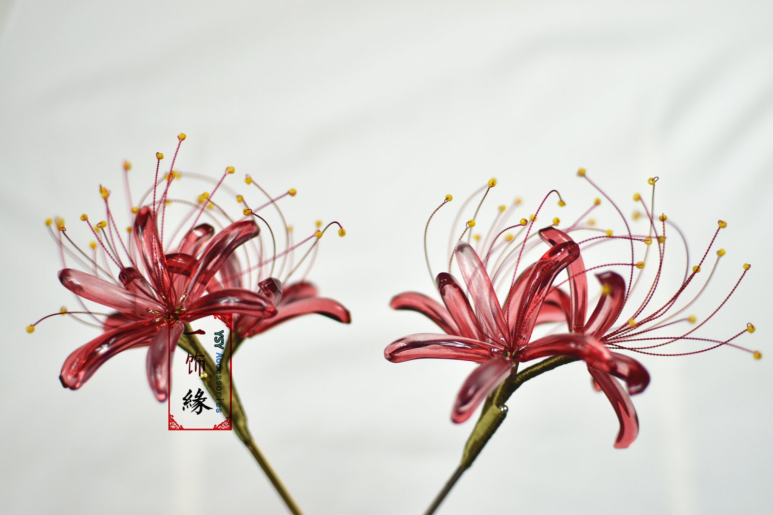 Lycoris Red Magic Lily Flower Chinese Hanfu Silver Golden Hair - Etsy