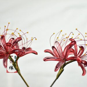 Lycoris Red Magic Lily Flower Chinese Hanfu Silver Golden Hair - Etsy