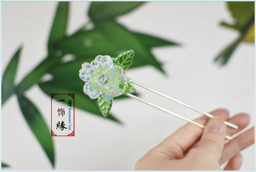 Spring Flower Hair Sticks/ Hair Pins/ Sliver Hair Accessories/ Asian ...
