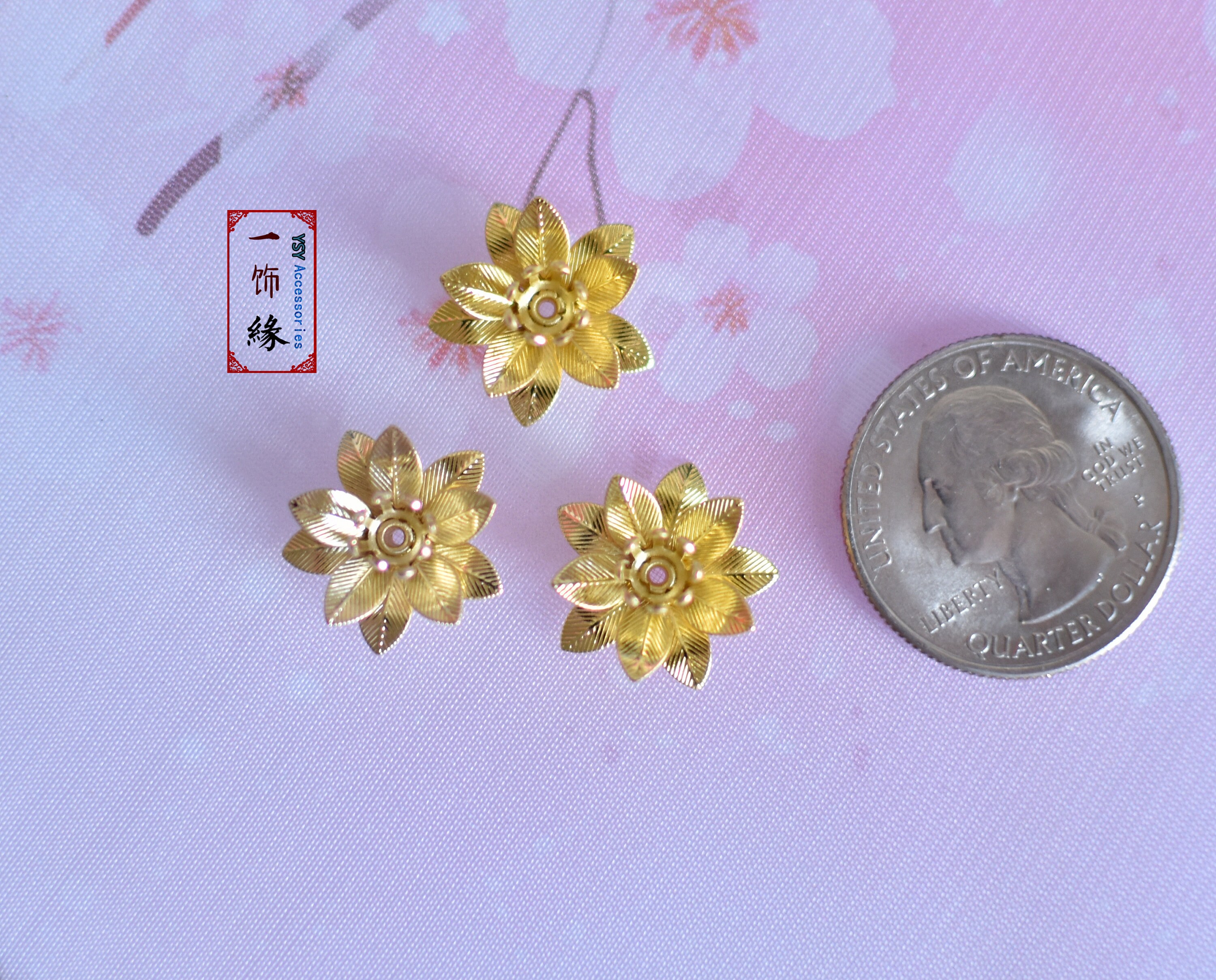 20 Small Flower/ Sliver and Golden Copper Flower/ Accessories - Etsy