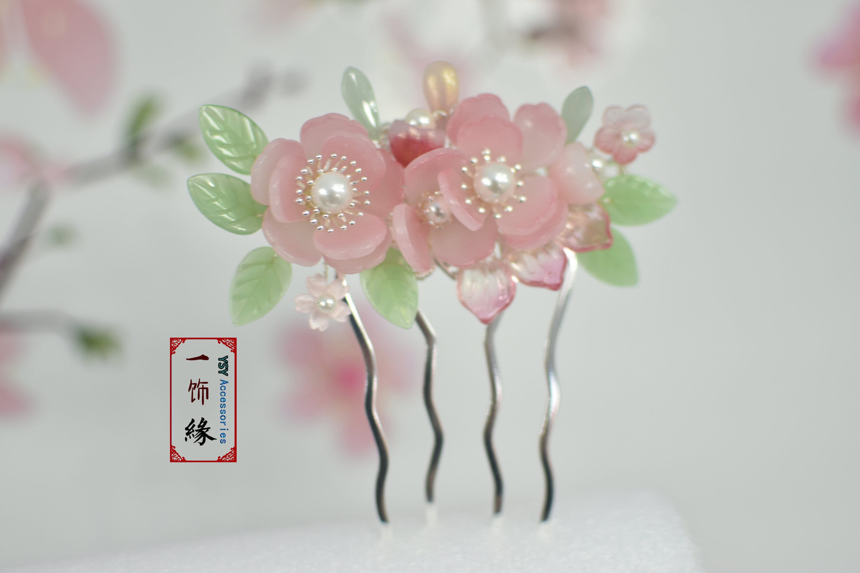 Tropical Pink Flower Blossom Hair Comb/asian Hanfu Hair - Etsy UK