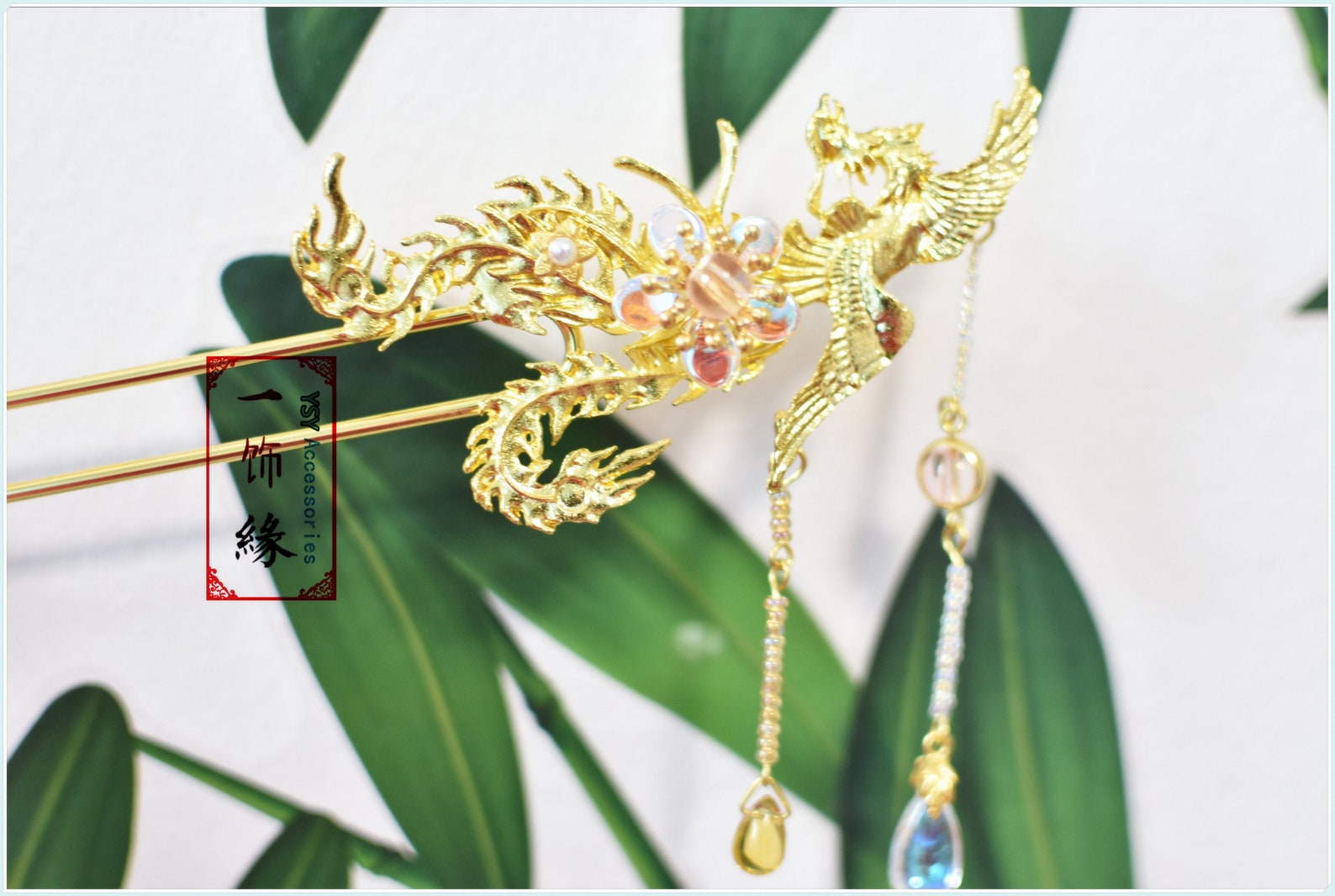 Fire Phoenix Hair Pin/ Golden Hair Stick/hair Pin/ Asian Hair - Etsy
