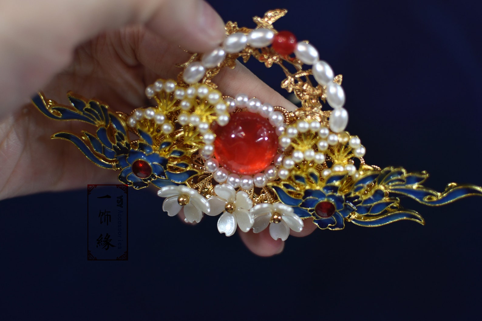 A Set of Phoenix Blue Enamel Hanfu Golden Hair Pin Hair Stick - Etsy