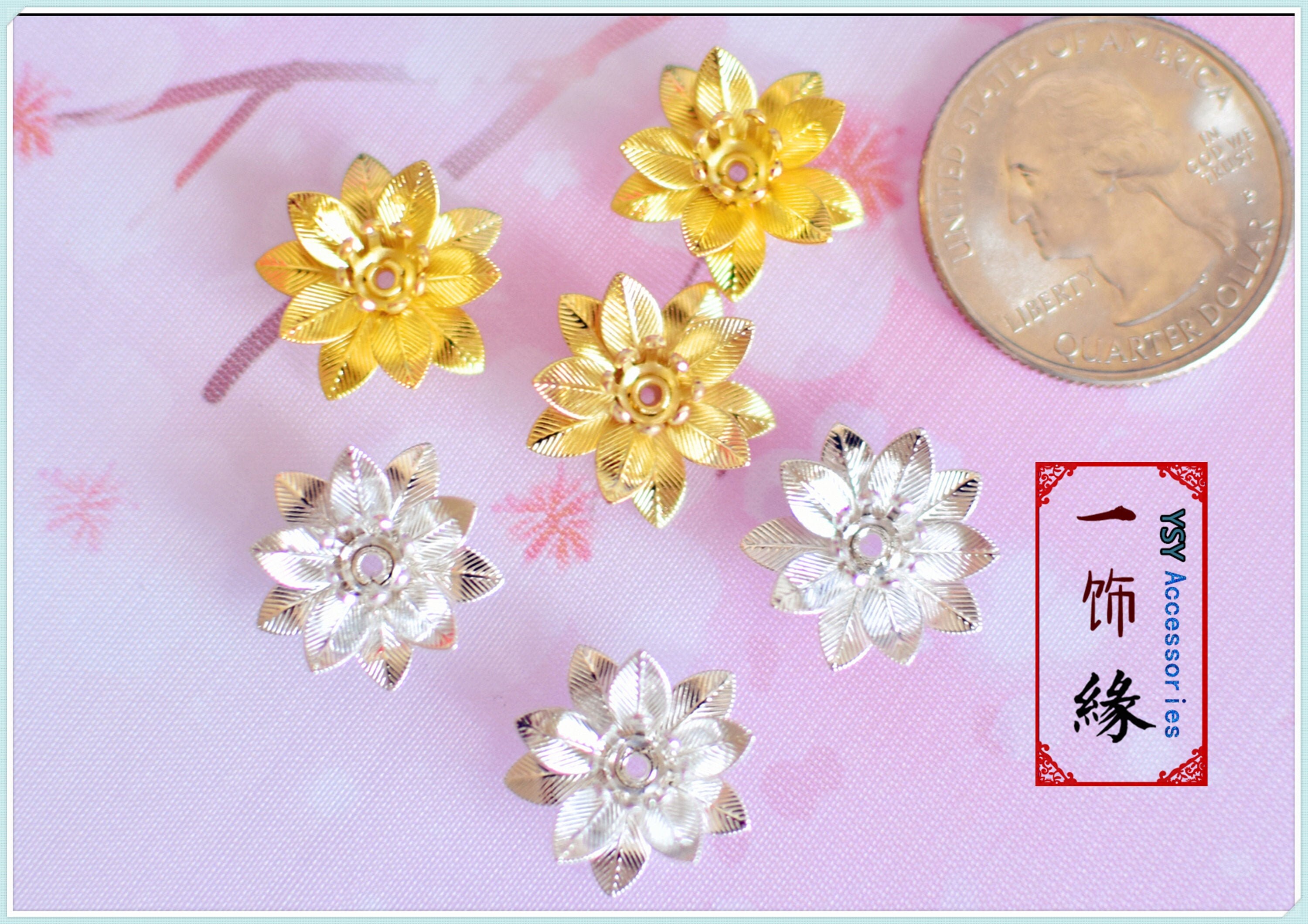20 Small Flower/ Sliver and Golden Copper Flower/ Accessories - Etsy