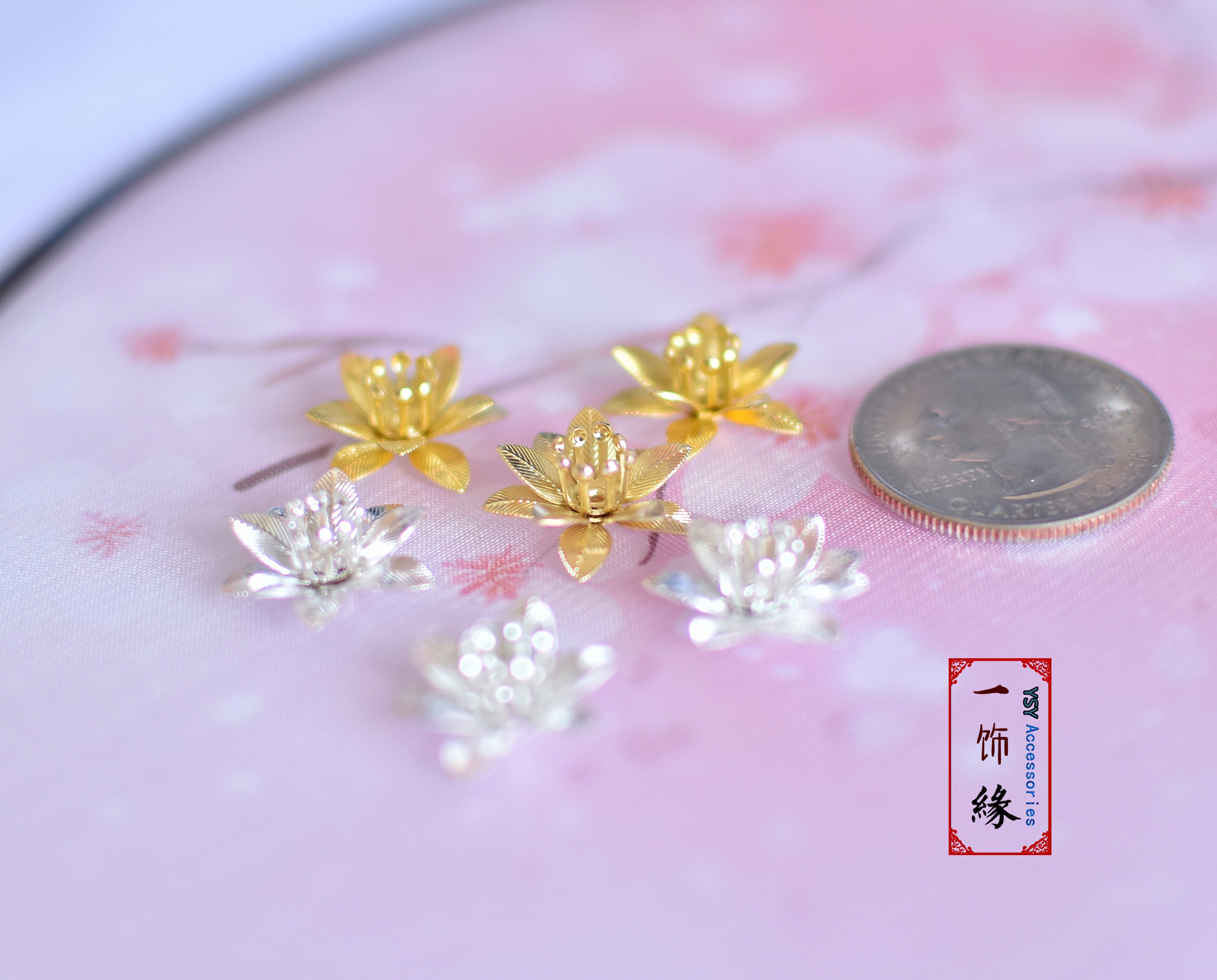 20 Small Flower/ Sliver and Golden Copper Flower/ Accessories - Etsy