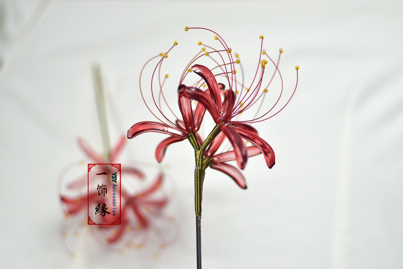 Lycoris Red Magic Lily Flower Chinese Hanfu Silver Golden Hair - Etsy