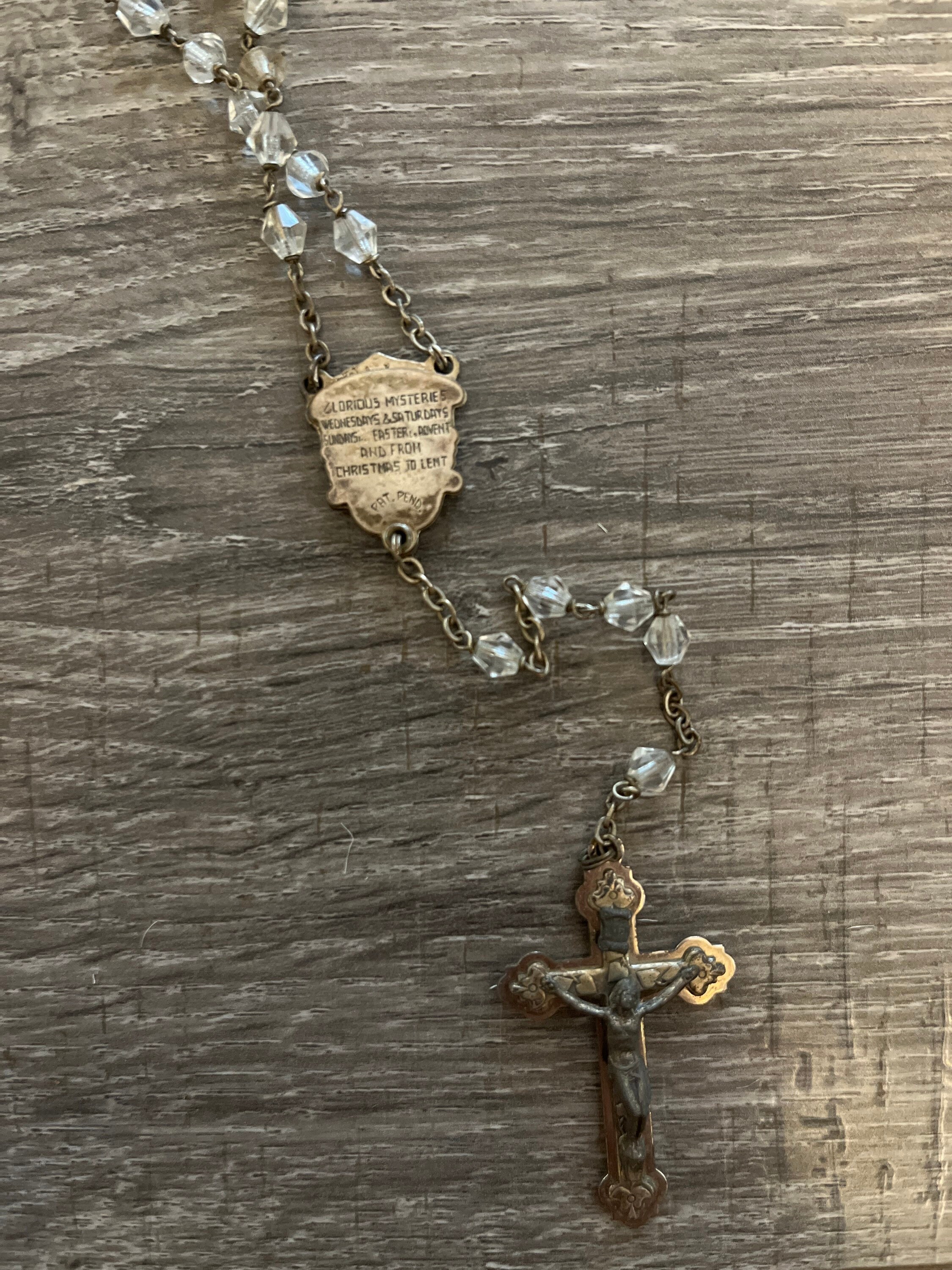 Glorious Mysteries Rosary Faceted Glass Bead Prayer Medal Filigree ...