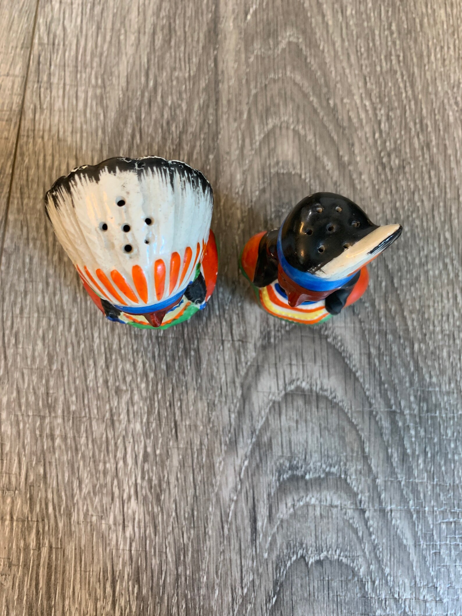 Vintage Native Indian Chief & Woman Warrior Salt and Pepper Shakers Set ...