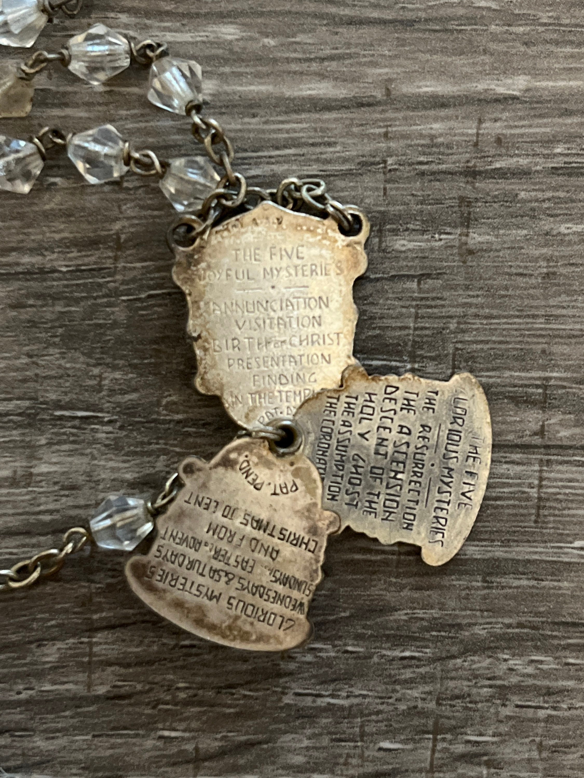 Glorious Mysteries Rosary Faceted Glass Bead Prayer Medal Filigree ...