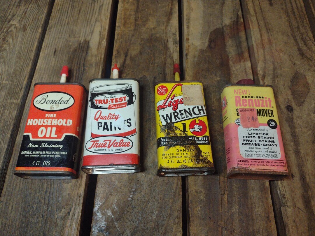 Vintage Advertising Oil Tins Lot of 4 All Different Bonded Tru-test ...