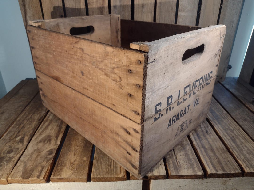 Vintage S.R. Levering Wooden Fruit Crate – Rustic Farm Storage Box ...