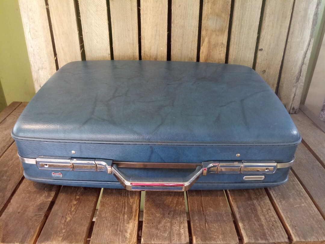 Vintage Blue Suitcase: Mid-century Travel Luggage, Retro Home Decor - Etsy