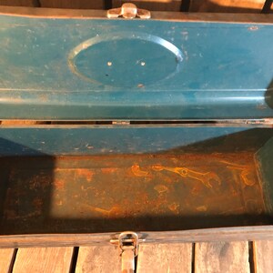 Vintage Rusty Blue Tool Box - Etsy