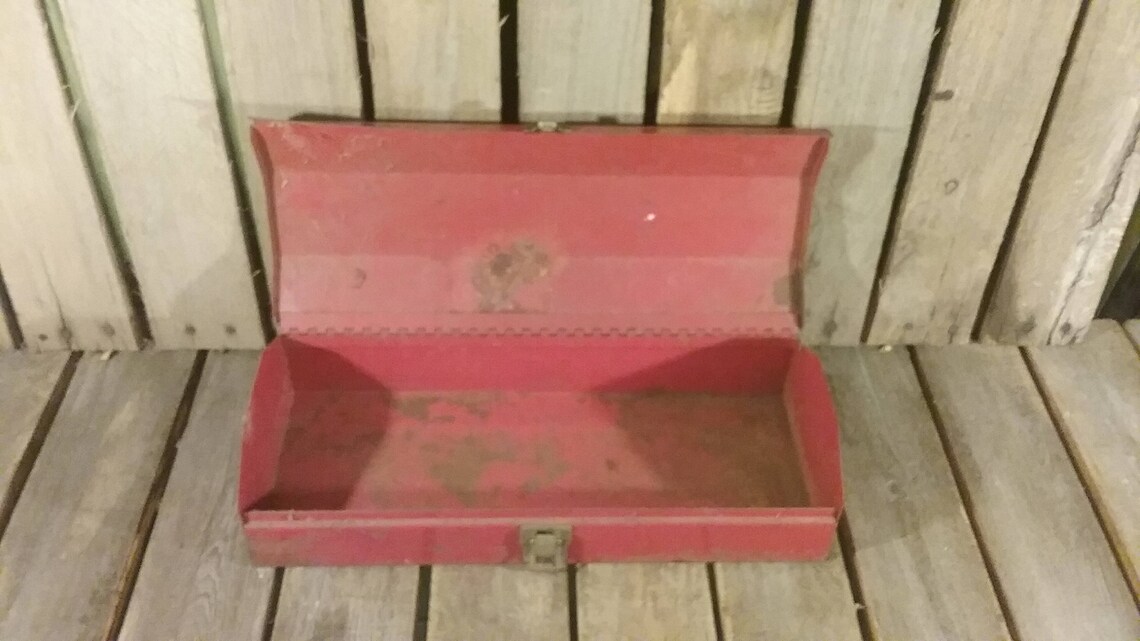 Small Red Toolbox Vintage Metal Tool Box Rusty Tool Box - Etsy
