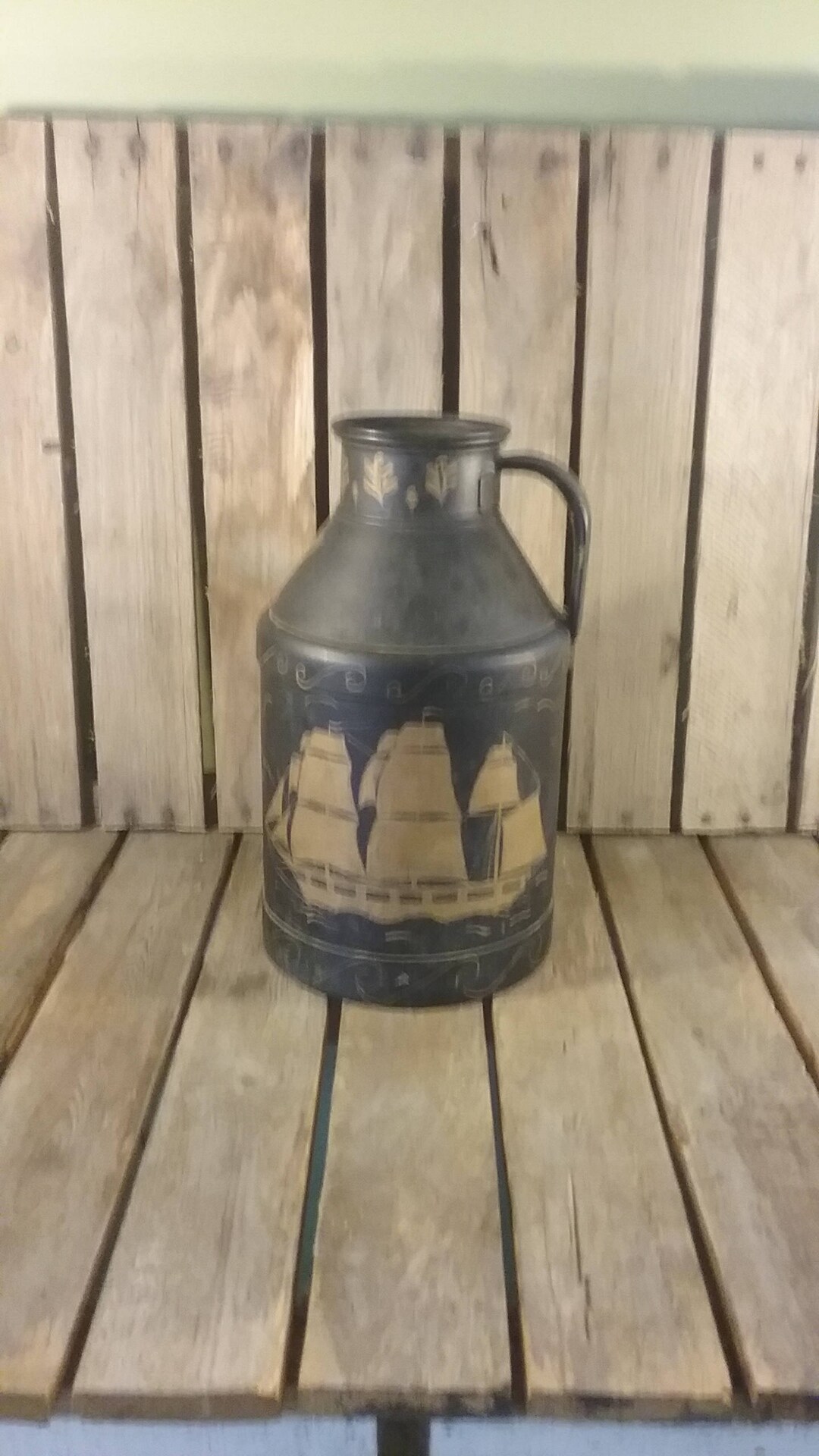 Painted Milk Can: Nautical Ship Decor (14x7.75x7.75 Inches) - Etsy