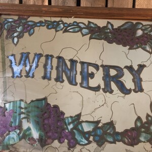 Vintage Winery Mirror Sign – Grapes Border – Rustic Bar Wall Decor ...
