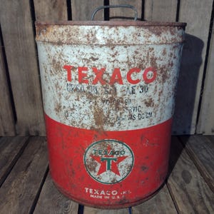 Vintage Texaco Oil Can Gas Station Garage Decor Red White Metal ...