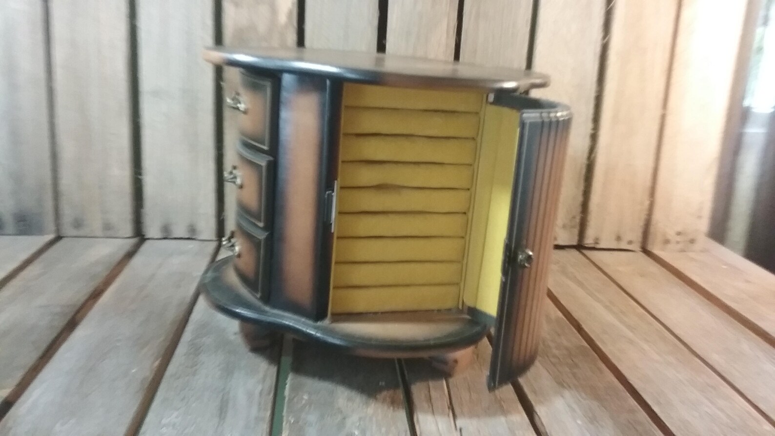 Vintage Wooden Leather London Spinning Jewelry Box Made in | Etsy