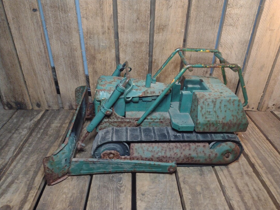 Tonka Metal Bulldozer — Repainted Green — Heavy Steel Construction Toy ...