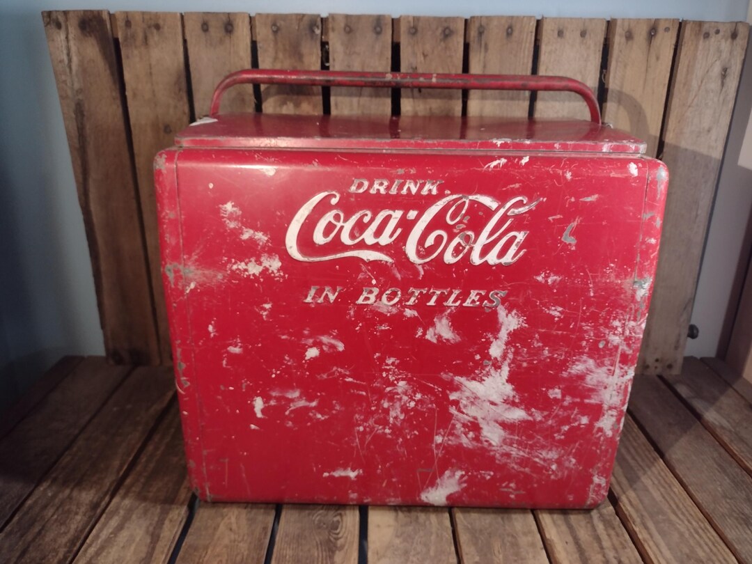 Vintage Coca Cola Cooler: 1950s Red Metal Ice Chest - Etsy