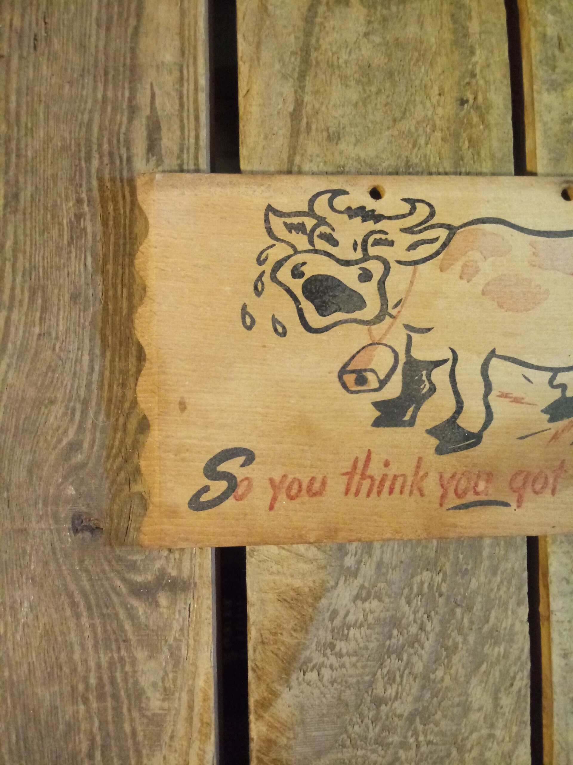 Small Vintage Wooden Cow Sign - Etsy