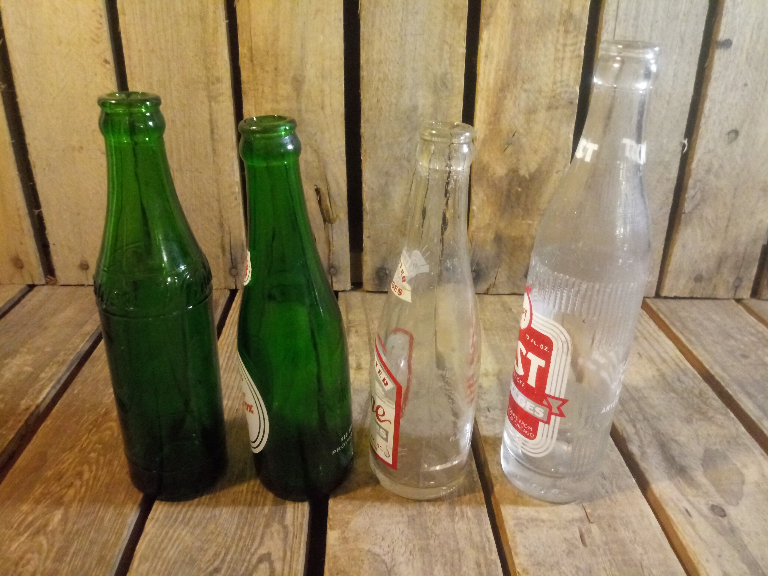 4 Vintage Glass Soda Bottles - Etsy