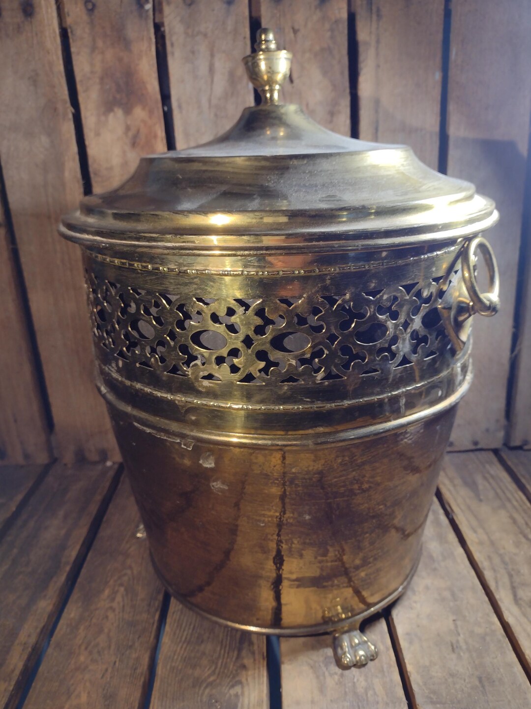 Vintage Brass Ash Bucket - Etsy