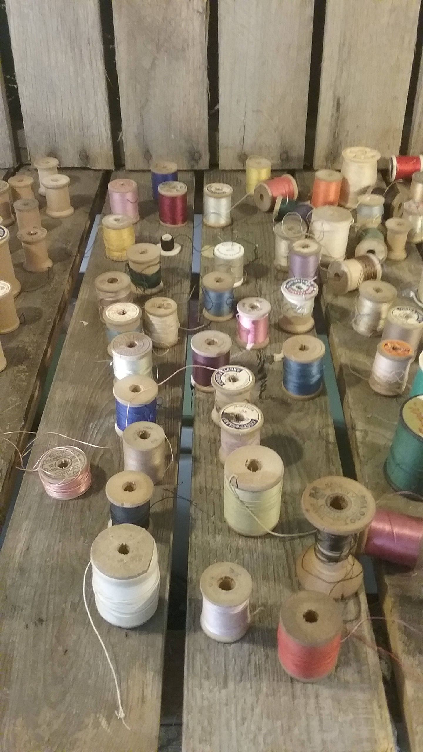 Vintage Sewing Box Filled With Thread and Empty Wooden Spools | Etsy