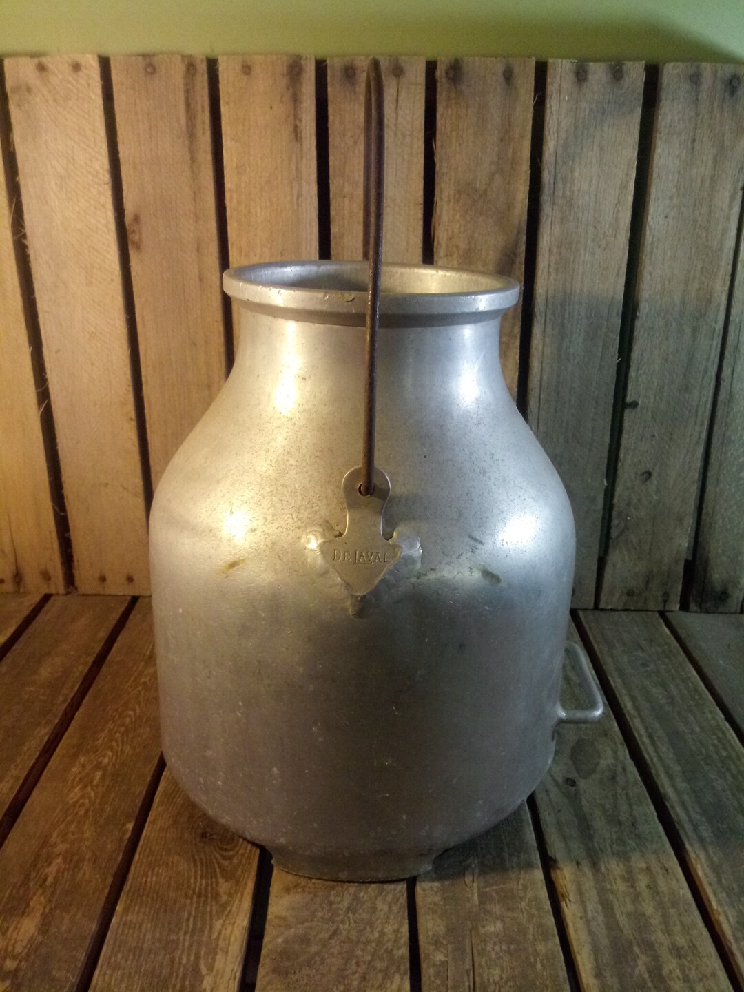 Vintage Aluminum Milk Jug – Farmhouse Rustic Dairy Can – Country ...