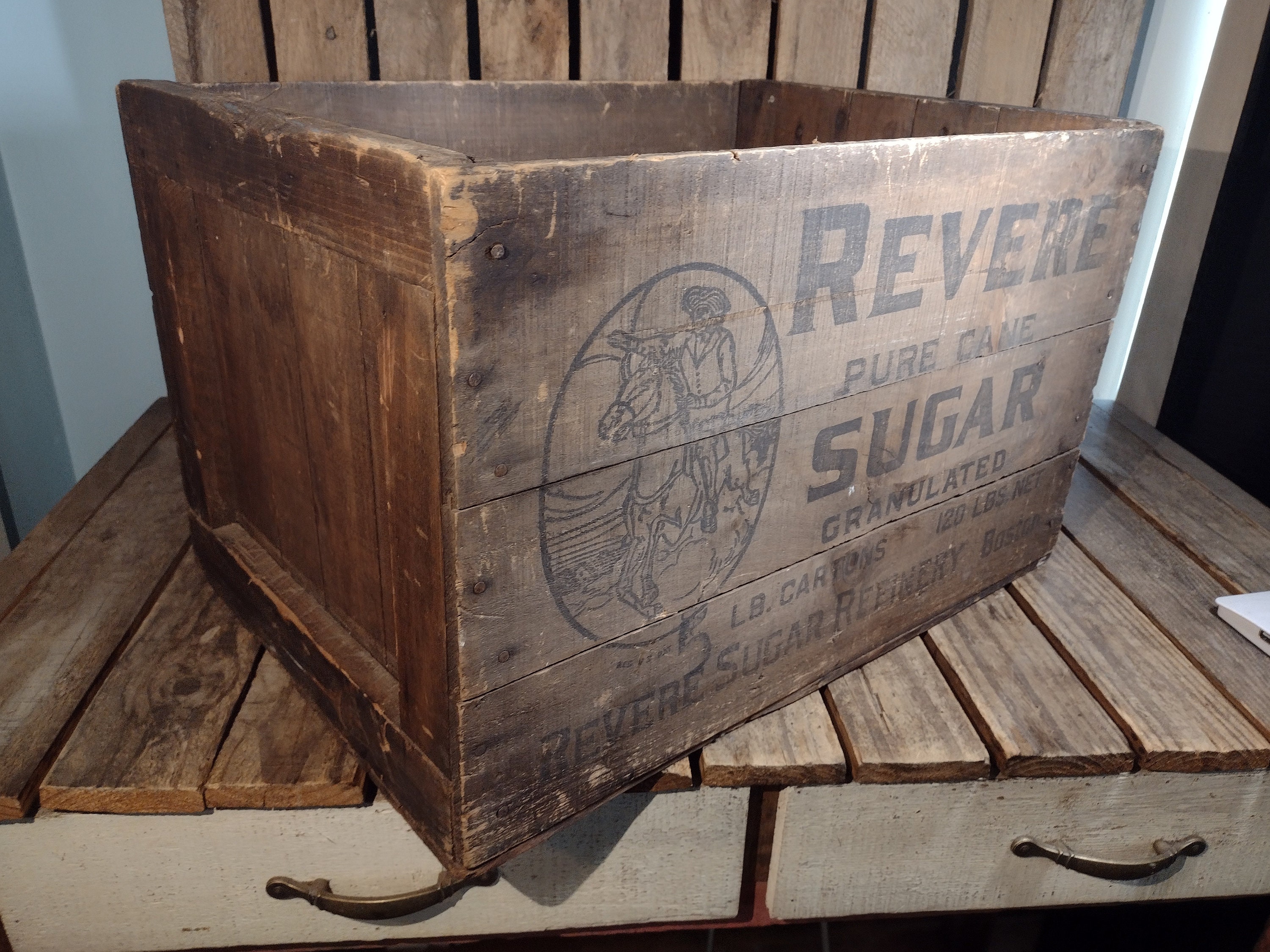 Vintage Revere Sugar Wooden Crate: Rustic Farmhouse Storage Box - Etsy
