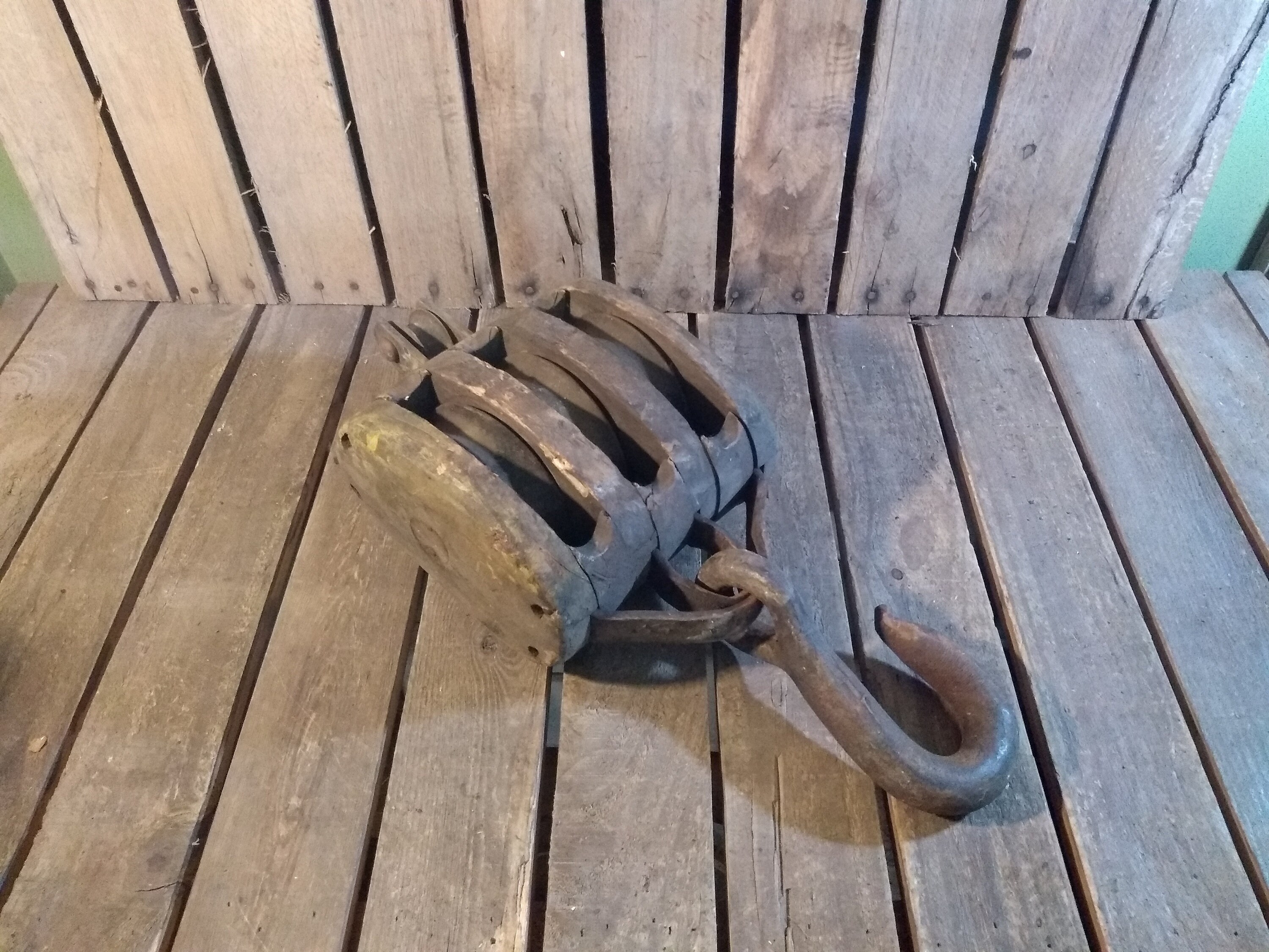 Large Wooden and Metal Pulley | Etsy