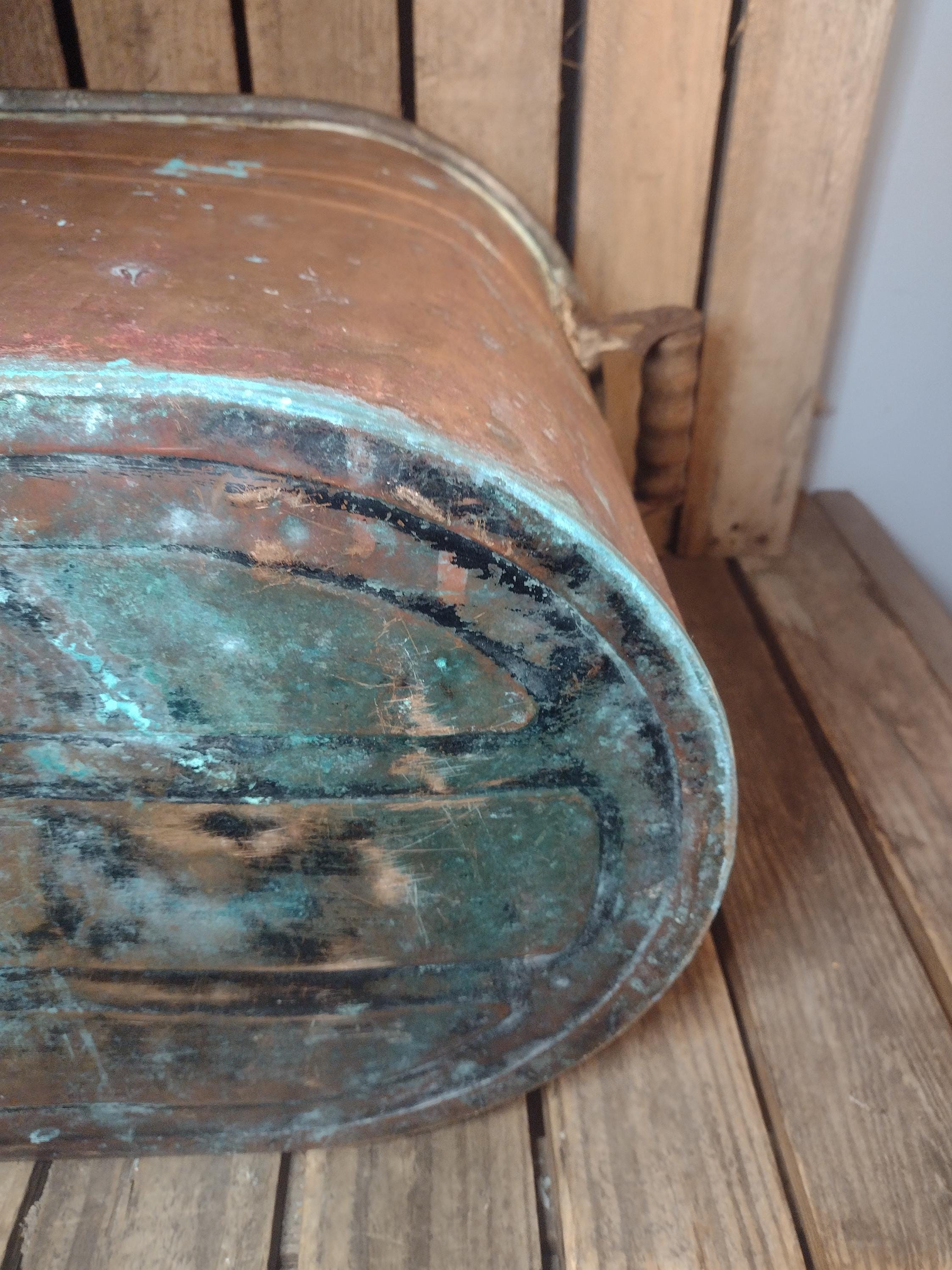 Large Copper Boiler With Lid – Rustic Farmhouse Wash Tub, Planter - Etsy