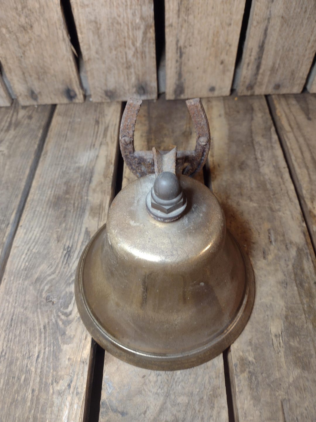 Brass Wall Mount Bell With Horseshoe Bracket 6.25x6x5 - Etsy