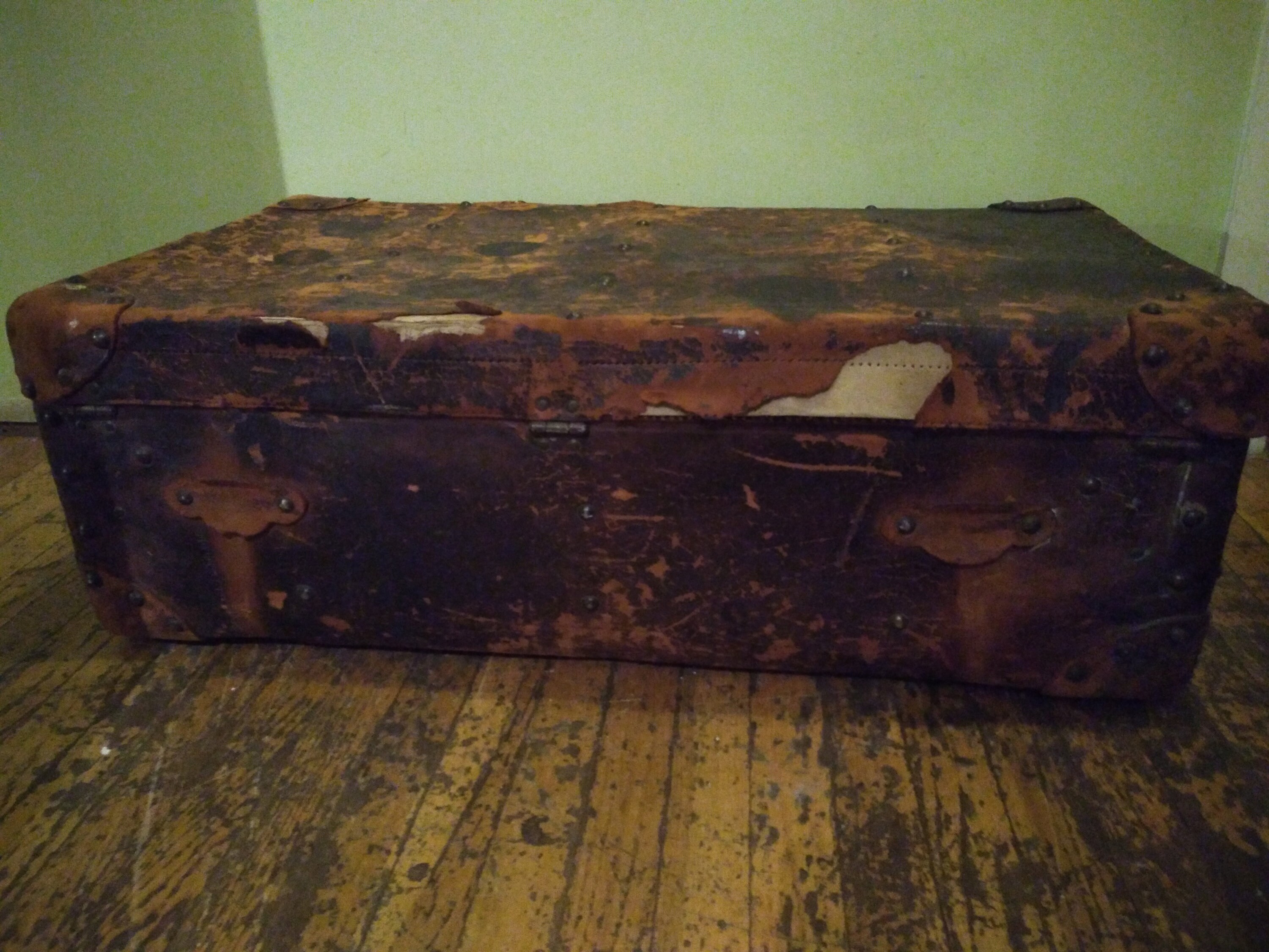 Antique Leather Trunk | Etsy