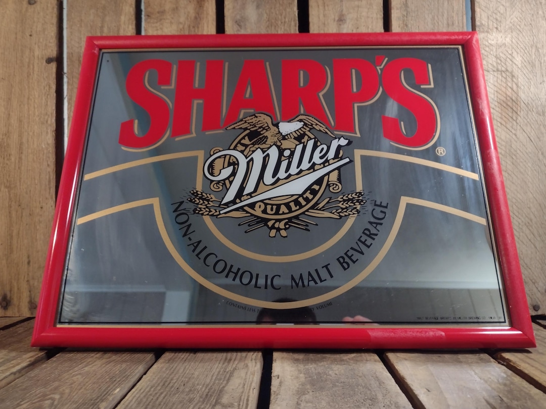 Vintage Miller Sharps Beer Mirror Sign: Red Frame Breweriana Wall Decor ...