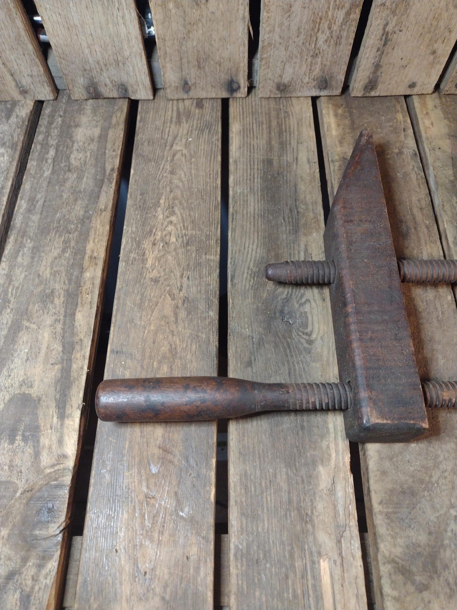 Vintage Wooden Hand Screw Clamp | 18” Woodworking Clamp | Old Shop Tool ...